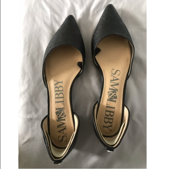 Sam & Libby | Shoes | Sam Libby Pointed Toe Flats Black Silver 85 ...